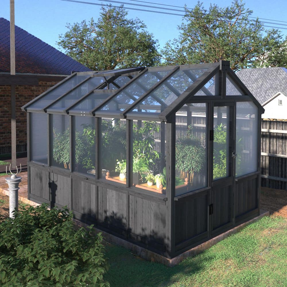 Reviews for VEIKOUS 6 ft. x 10 ft. Cedar Wood Black Garden Greenhouse ...