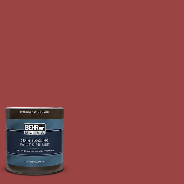 BEHR ULTRA 1 qt. #MQ1-10 Red My Mind Satin Enamel Exterior Paint ...