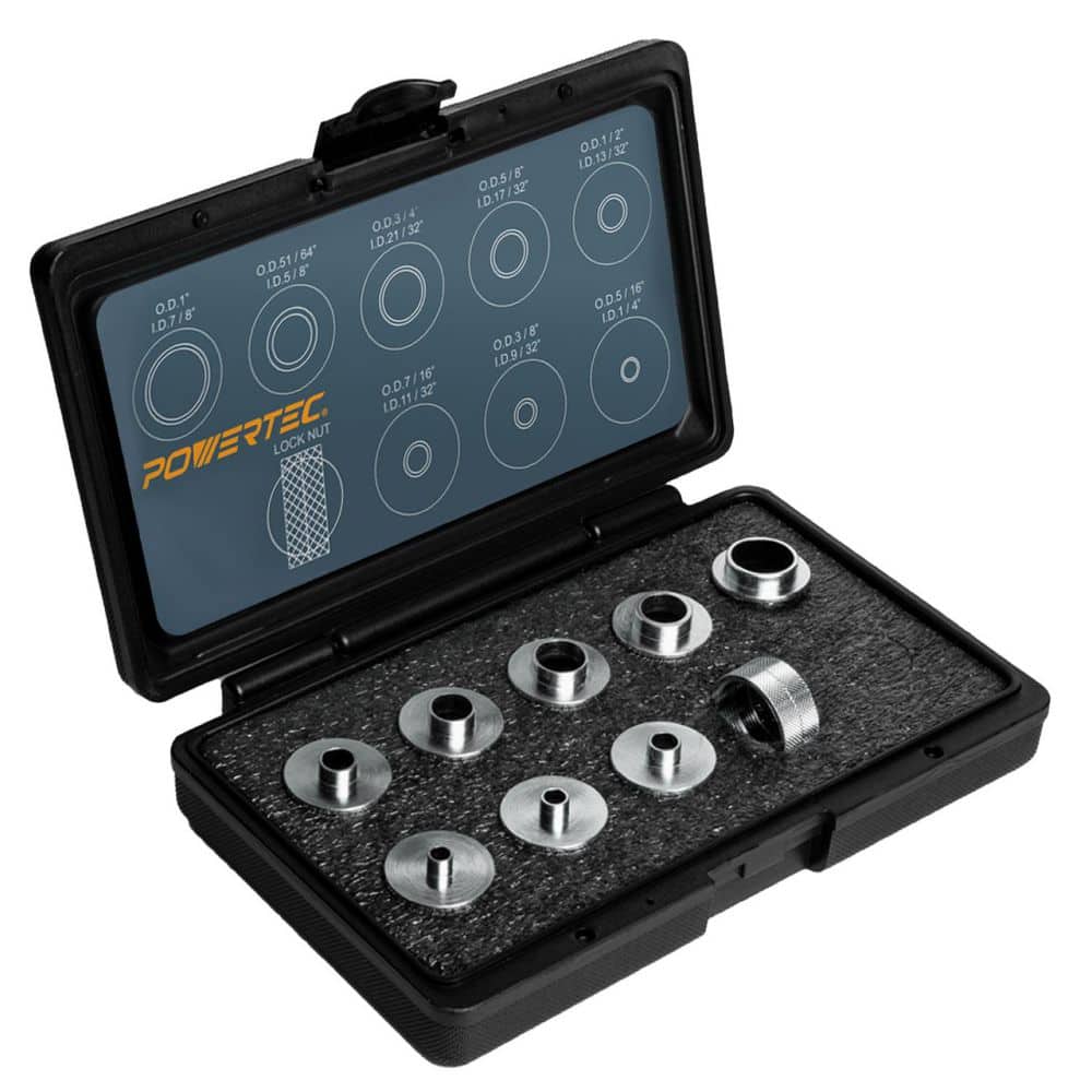 ‎POWERTEC Router Bushing Guide Set with Storage Case, Size 5/16 in. to ...