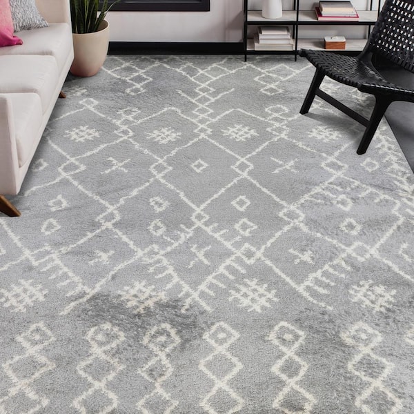 Amer Rugs Aspen 3 ft. X 10 ft. Gray/Ivory Geometric Area Rug ASP22210 ...