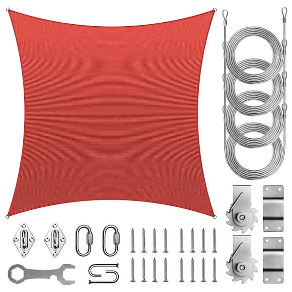 AMGO 16 ft. x 16 ft. Square Sun Shade Sail Screen Canopy with Hardware ...