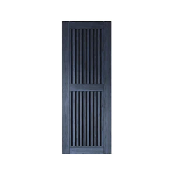 HOMACER ST 26 in. x 80 in. C-Panel Solid Core Navy Vertical Stripe ...
