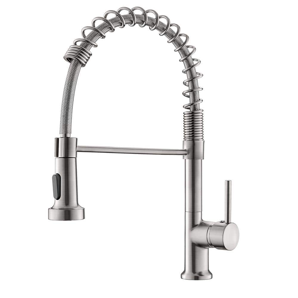 Fapully Single Handle Pull-Down Spring Neck Sprayer Kitchen Faucet in ...