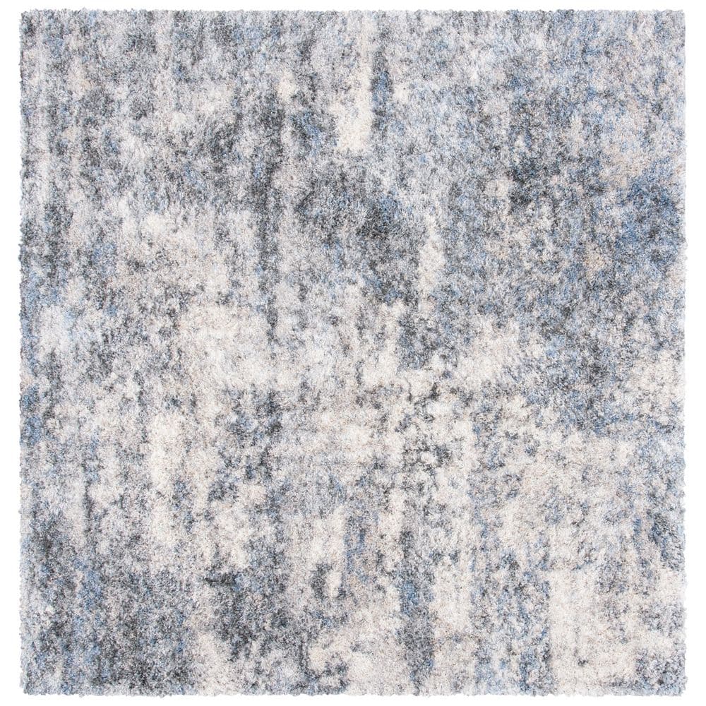 SAFAVIEH Berber Shag 10 ft. x 10 ft. Ivory/Gray Abstract Modern Square ...