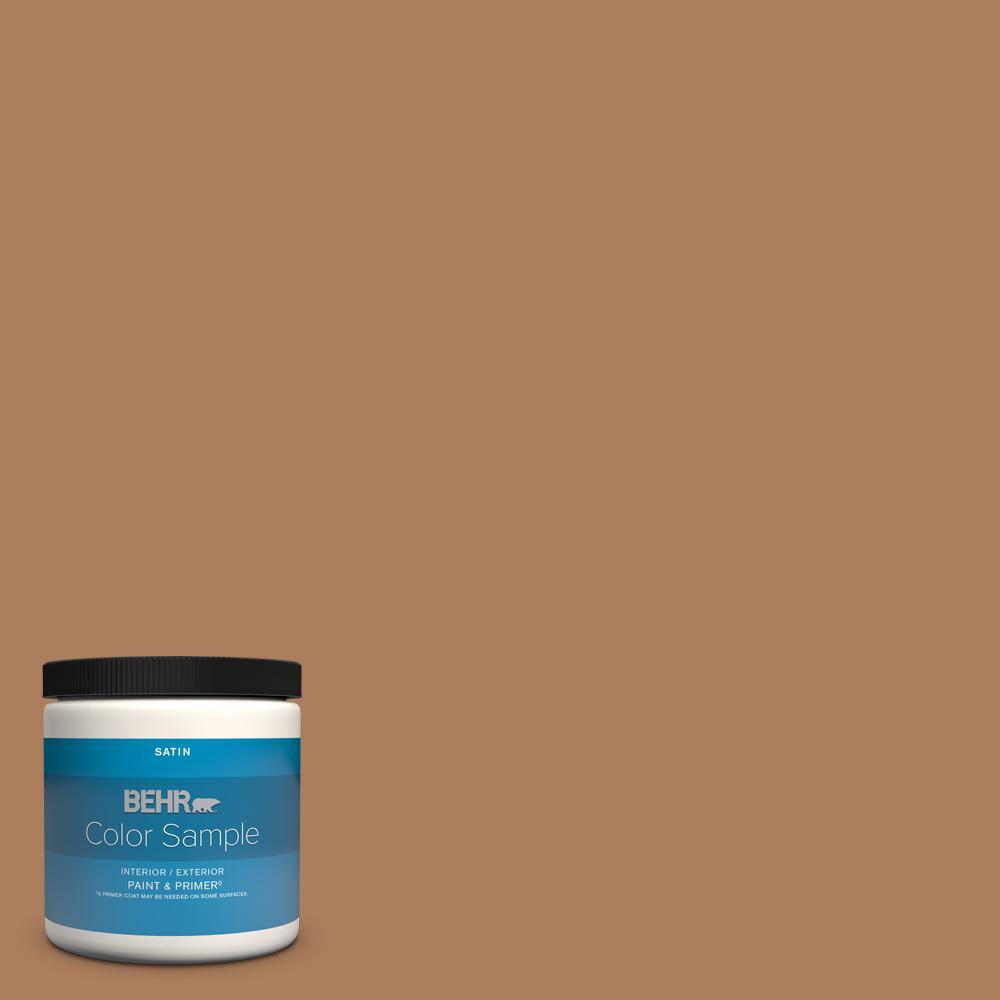 BEHR PREMIUM PLUS 8 oz. #S230-6 Burnt Toffee Satin Enamel Interior ...