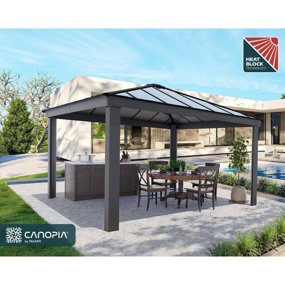 CANOPIA by PALRAM Dallas 14 ft. x 14 ft. Gray/Gray Opaque Outdoor ...