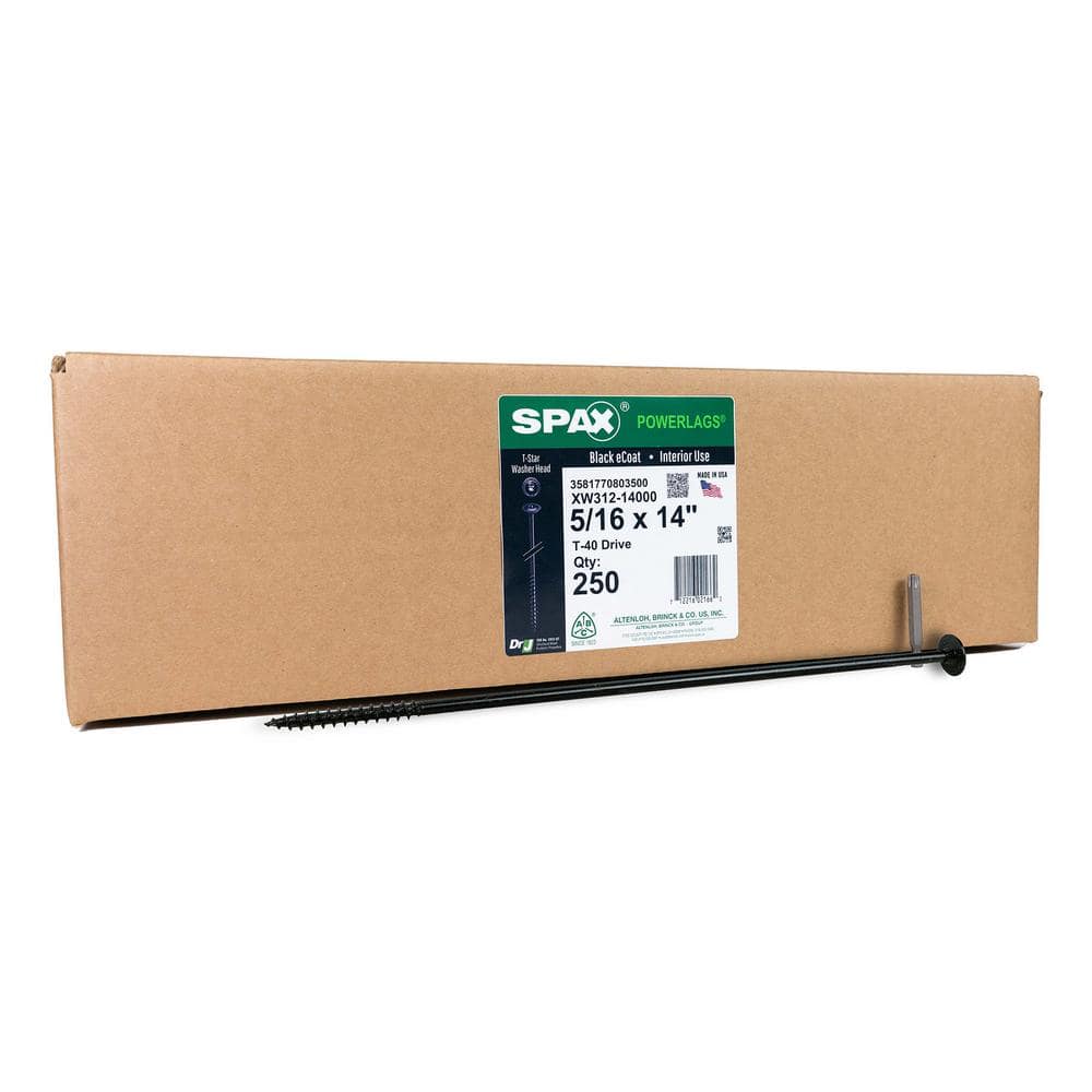 SPAX 5/16 in. x 14 in. Interior Washer Head Structural Wood Lag Screws Powerlags Torx T-Star(250 ...