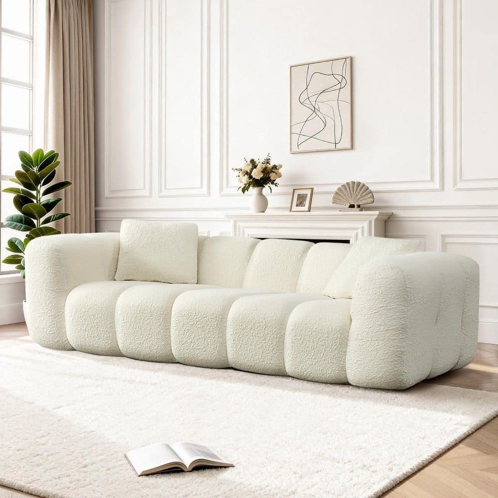 Spruce & Spring Dane 83.86 in. Square Arm 1-Piece Fabric Boneless ...