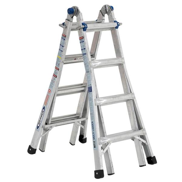 Werner 5-in-1 Telescoping 18 ft. Reach Aluminum Multi-Position Ladder ...