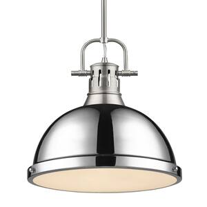 Golden Lighting Duncan 100-Watt 1-Light Pewter Pendant Light with Steel ...