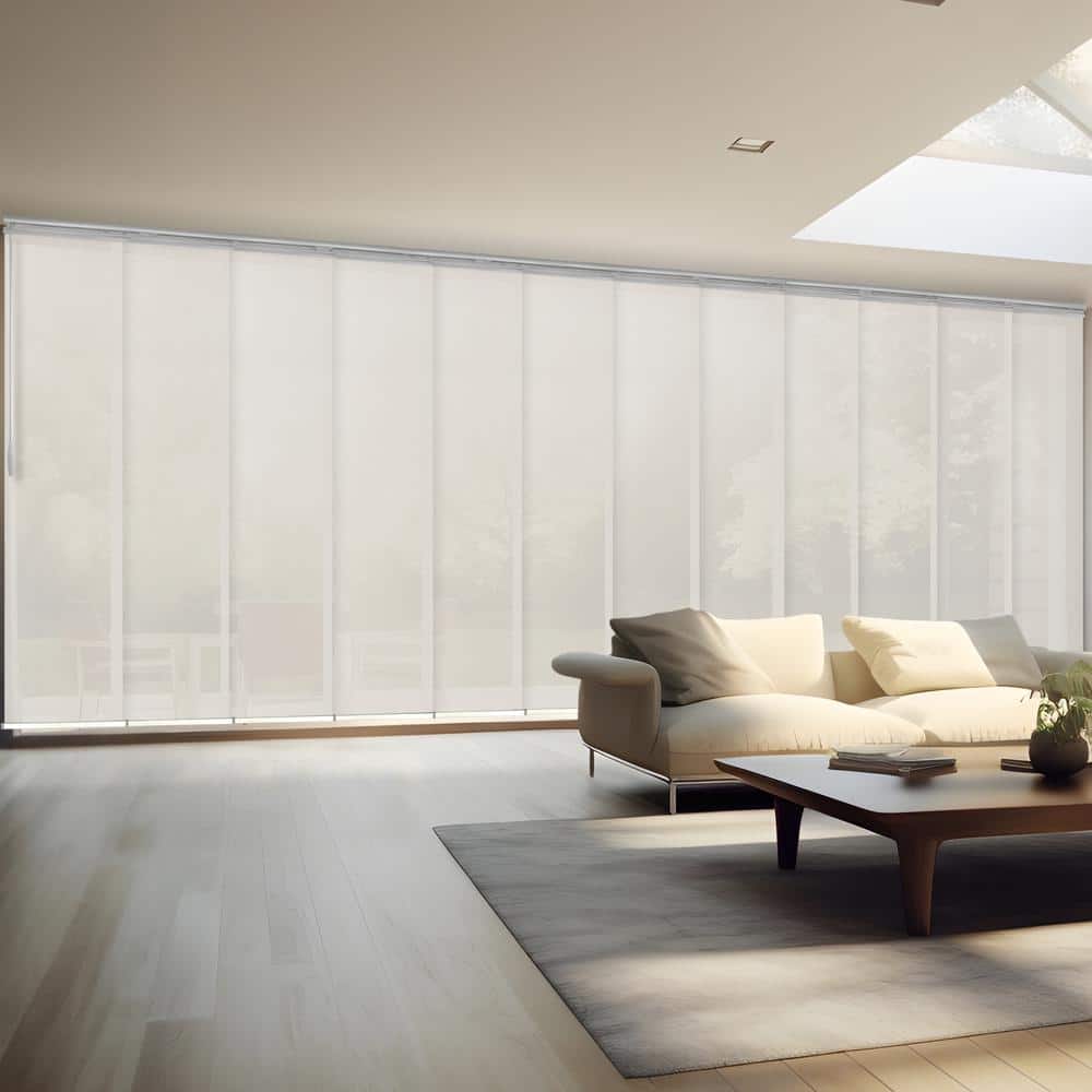 EMOH Buff 140 in. to 260 in. W x 94 in. L Adjustable 12 to Panel White ...