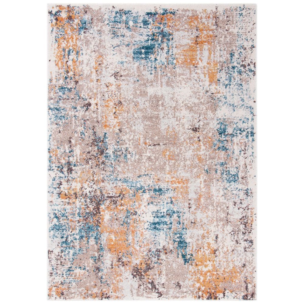 SAFAVIEH Crystal 5 ft. x 8 ft. Ivory/Yellow Distressed Marble Area Rug ...