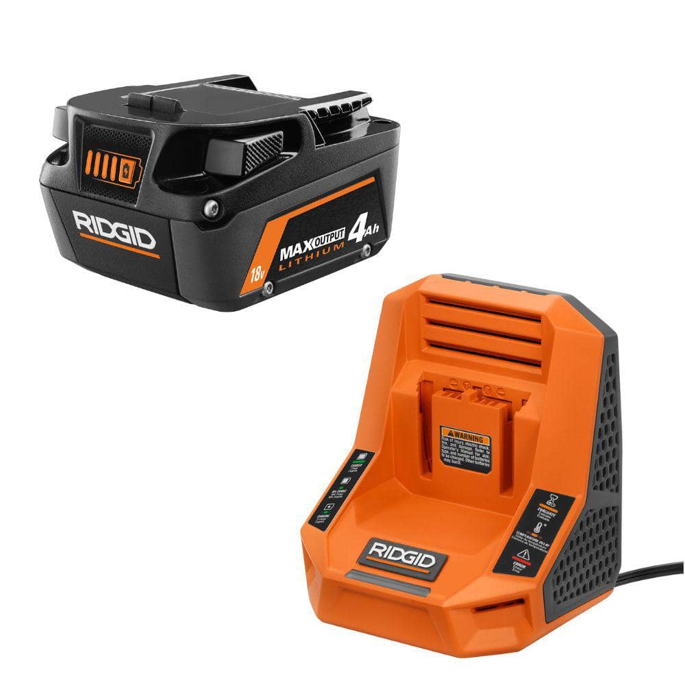 RIDGID 18V 4.0 Ah MAX Output Starter Kit with Rapid Charger AC9840 ...