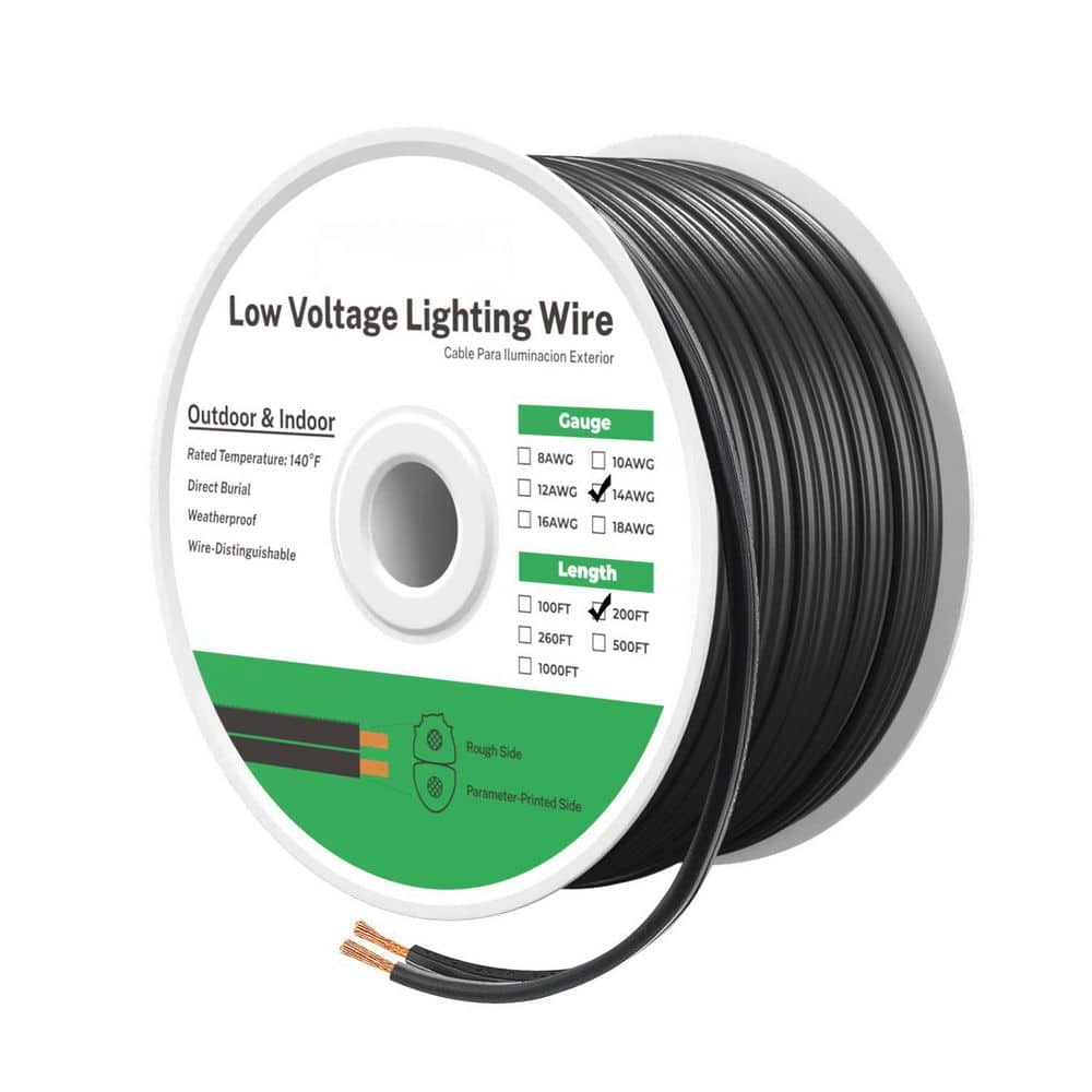 Vrbgify 14/2 Low Voltage Landscape Lighting Wire 200 ft. 14AWG 2 ...