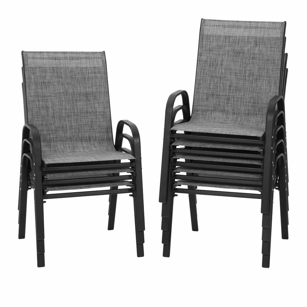 INNUMIA Stackable Gray Outdoor Stackable Dining Chair Set of 8 ...