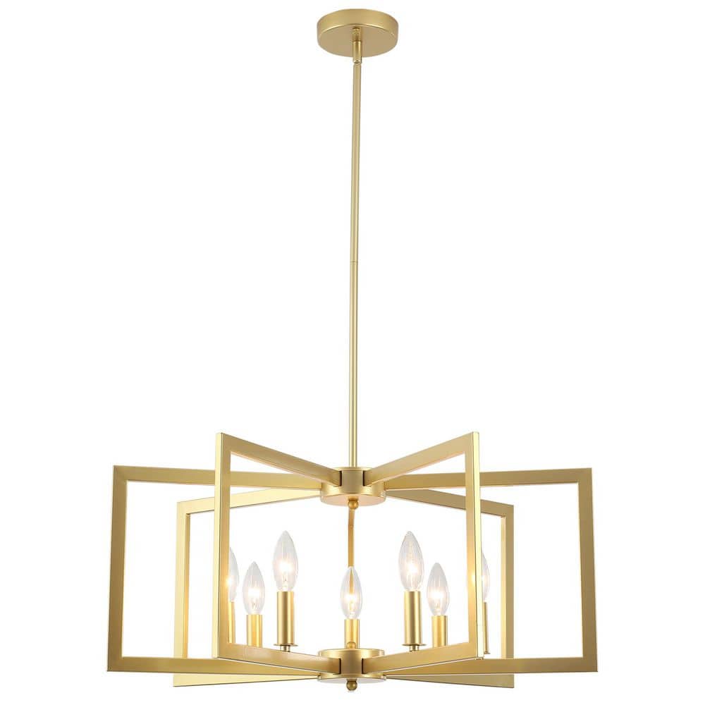 ADSENSTY 7-Light Gold Modern Chandelier Light Fixture with Geometric ...