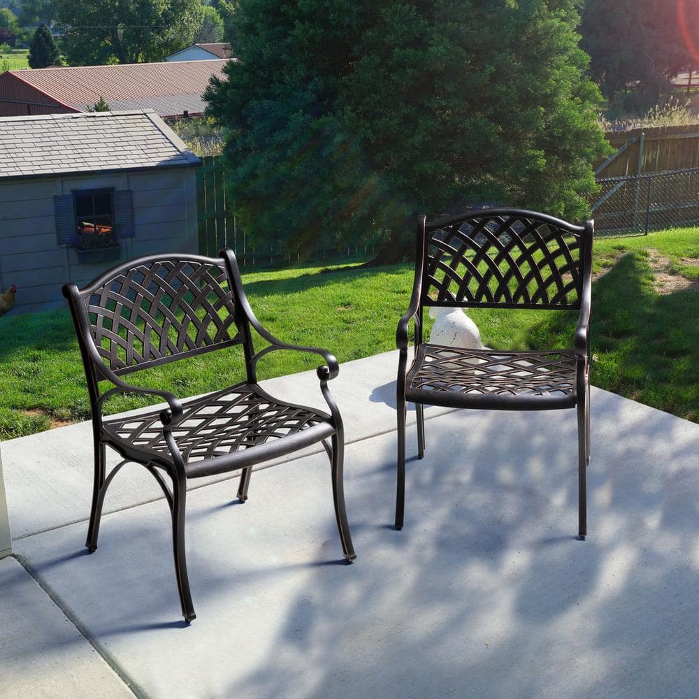 Reviews for Nuu Garden Antique Bronze 2-Pack Patio Arm Cast Aluminum ...
