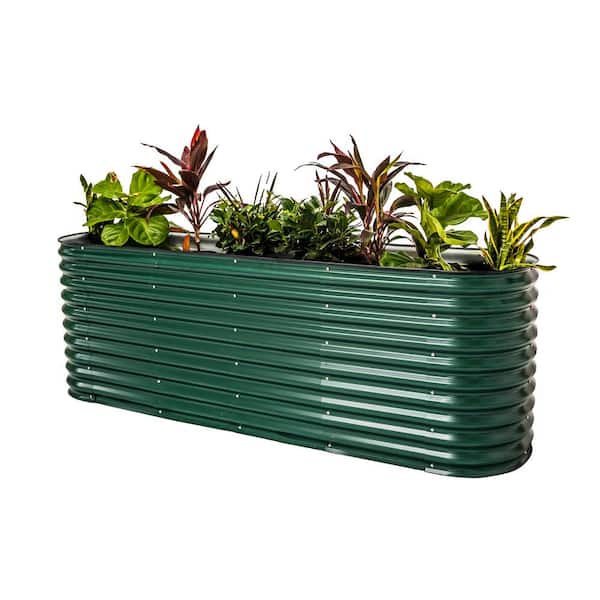 vego garden 32 in. Extra-Tall 9-In-1 Modular British Green Metal Raised ...