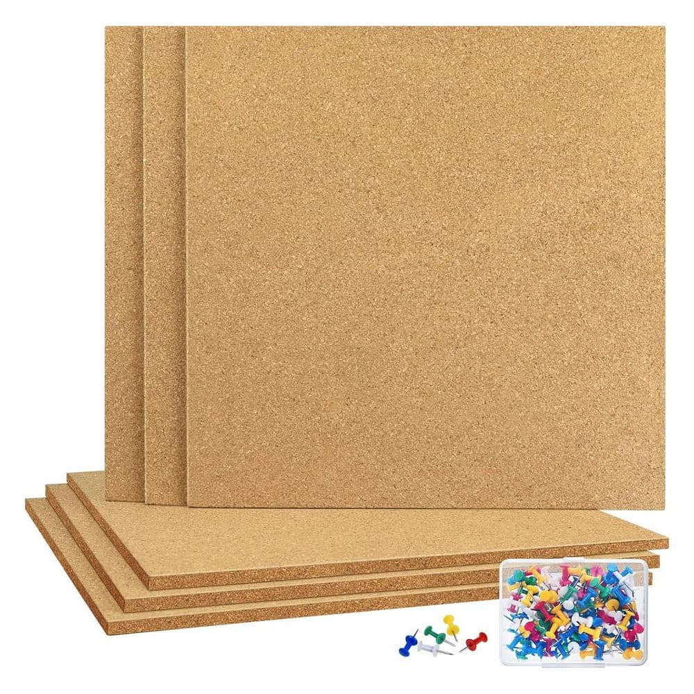 Afoxsos 12 x 12 Square Self-Adhesive Cork Boards with Push Pins for ...