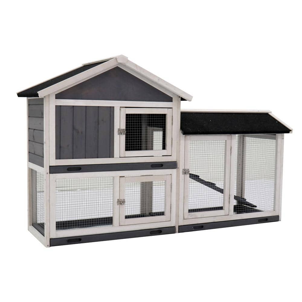 maocao hoom 61 in Outdoor Pet House with Run, with Deeper No Leak Tray ...