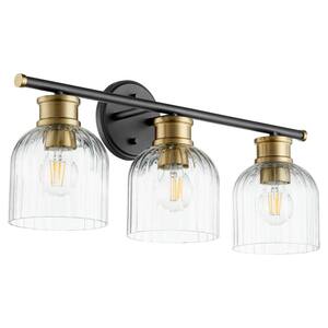 Quorum International 3-Light - 100-Watt Medium Base Lamp Light Vanity 23 in. Width with 2 Clear ...