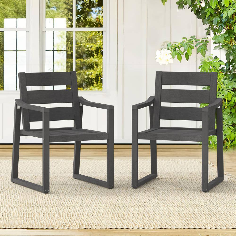 LUE BONA Gray Square-Leg Plastic HDPS Outdoor Dining Chairs All-Weather ...