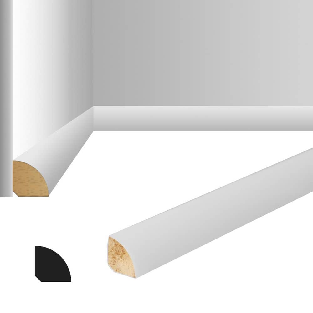 Art3d White 0.7 in. D x 0.7 in. W 96 in. L Primed MDF Quarter Round ...