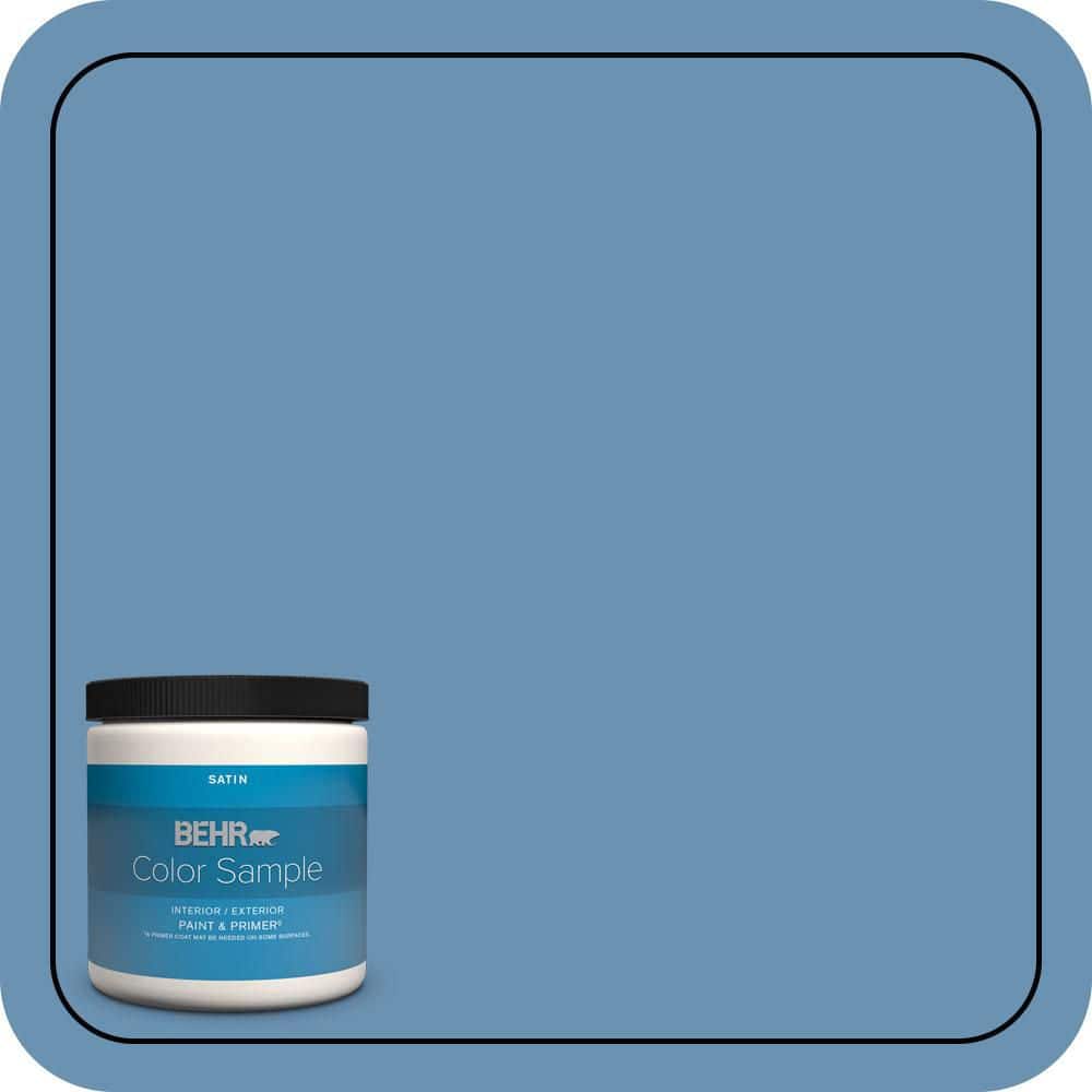 BEHR PREMIUM PLUS 8 oz. #M510-4 Brittany Blue Satin Enamel Interior ...