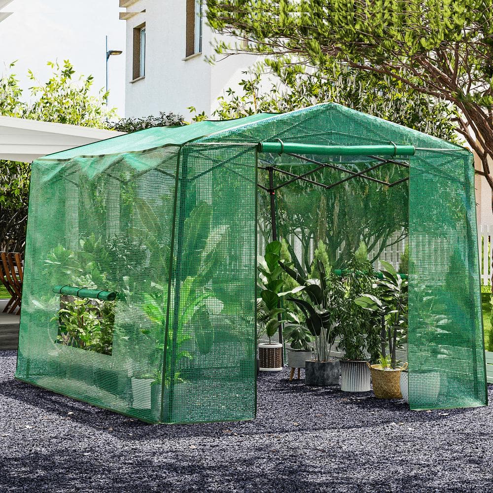 Esunny 11 ft. x 8.5 ft. Portable Walk-in Pop-up Outdoor Garden ...