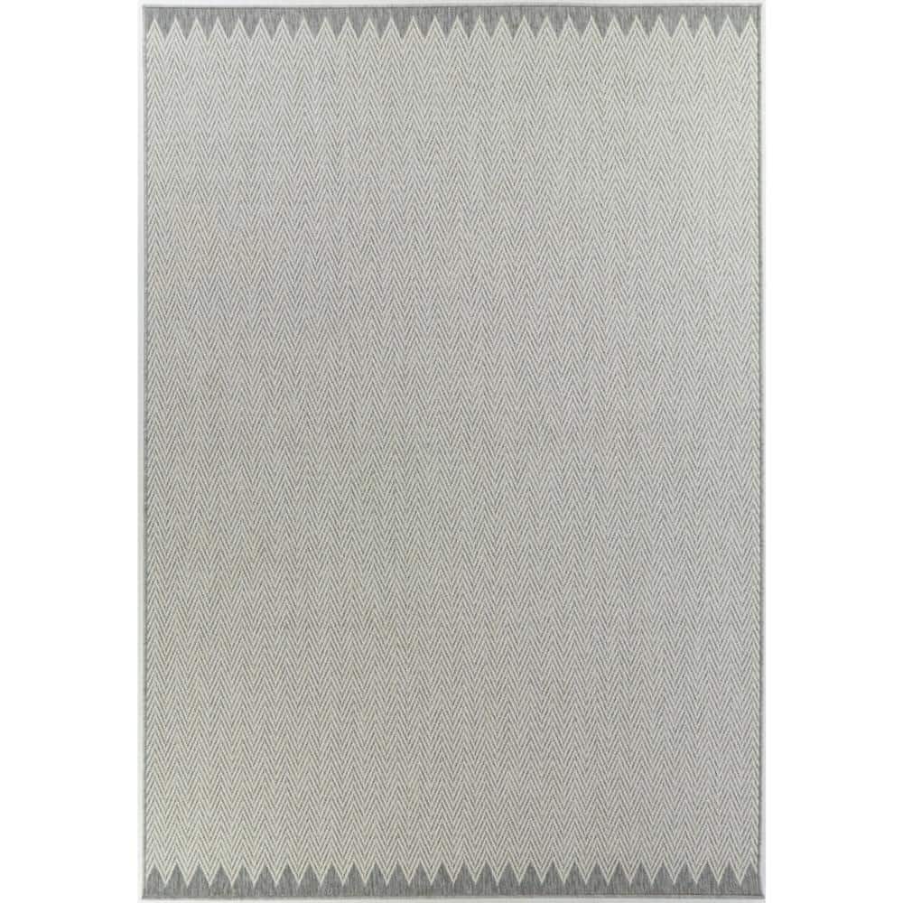 BALTA Pearson Grey 7 ft. 10 in. x 10 ft. Chevron Indoor/Outdoor Area ...