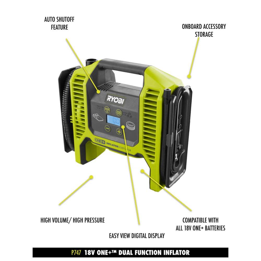 RYOBI P747 ONE+ 18V Dual Function Inflator/Deflator (Tool Only ...