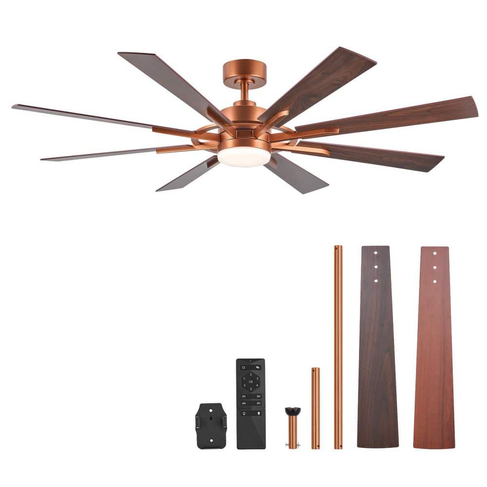 Merra 60 in. Indoor Walnut and Cherry 8-Blade Ceiling Fan with LED ...