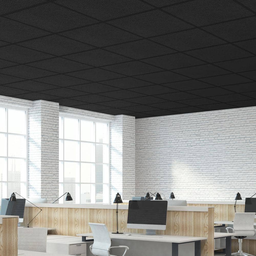 TopTile Teknotile Black 2 ft. x 2 ft. Ceiling Tile ( 32 sq.ft. /case ...