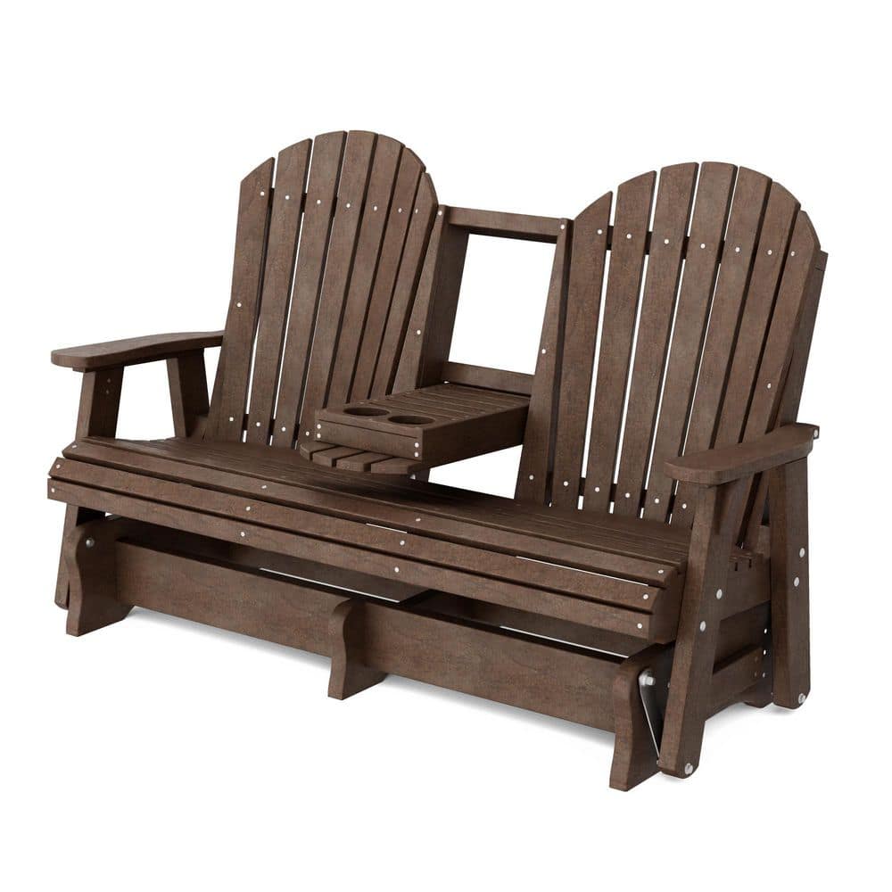 Wildridge Heritage 2-Person Tudor Brown HDPE Plastic Outdoor 5' Glider ...