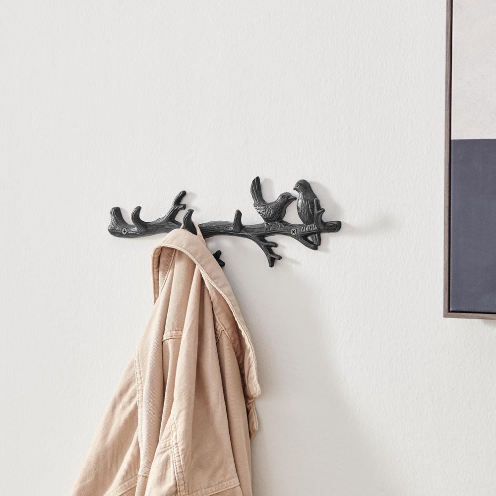 DANYA B Dark Brown Cast Iron Birds on Tree Branch Decorative Wall ...