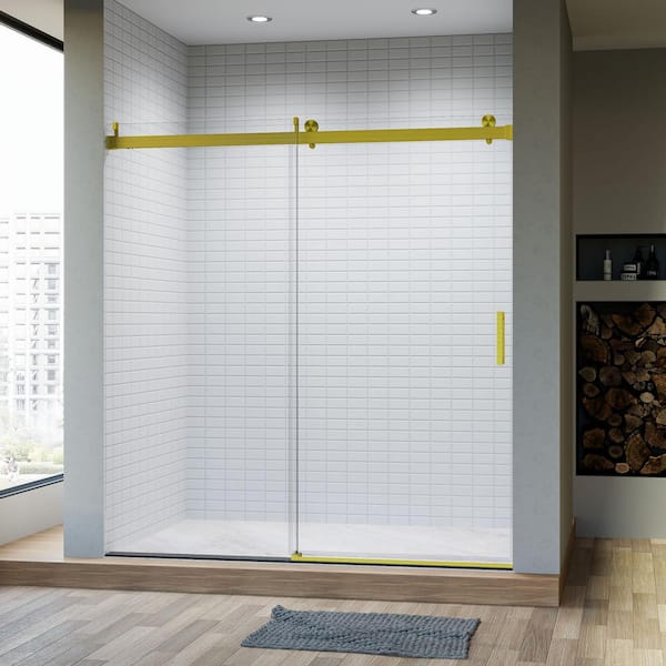 ANGELES HOME 68-72 in. W x 76 in. H Single Sliding Frameless Shower ...