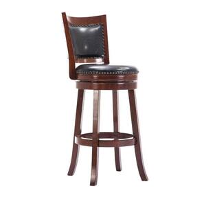 Benjara Sabi 43.5 in. Brown and Black High Back Solid Wood Swivel ...