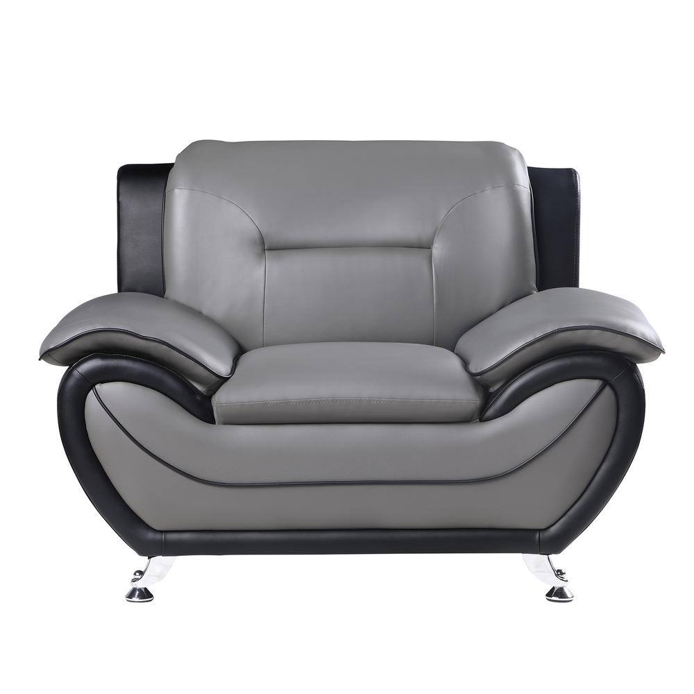 EVERGLADE HOME Ashland Gray and Black Faux Leather Arm Chair LX-9419-1 ...