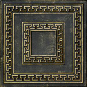 A La Maison Ceilings Greek Key 1.6 ft. x 1.6 ft. Glue Up Foam Ceiling ...