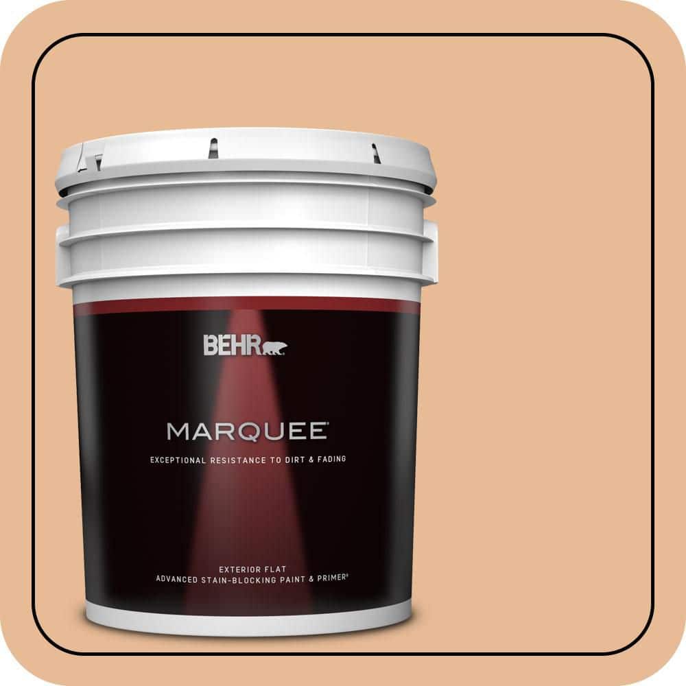 BEHR MARQUEE 5 gal. #280C-3 Fresh Praline Flat Exterior Paint & Primer ...