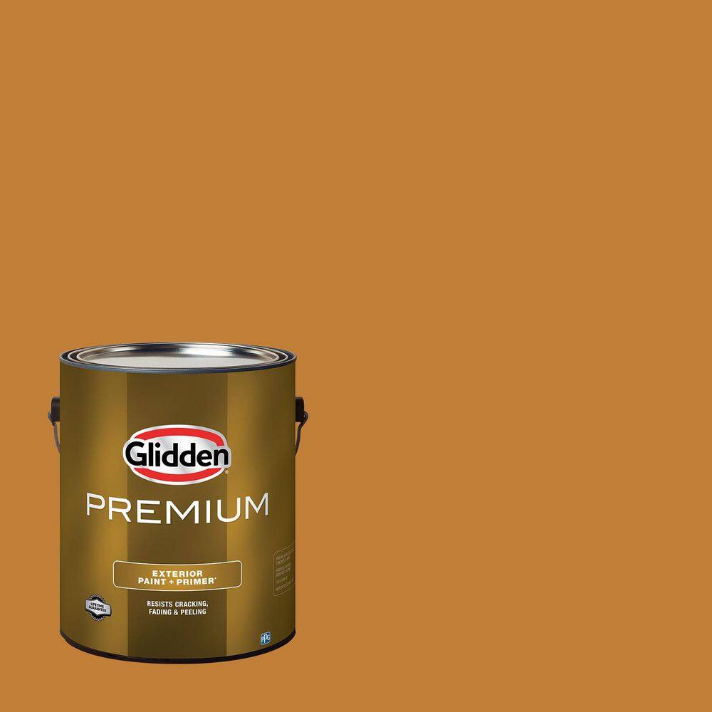 Glidden Premium 1 gal. PPG1202-7 Ginger Beer Satin Exterior Latex Paint ...
