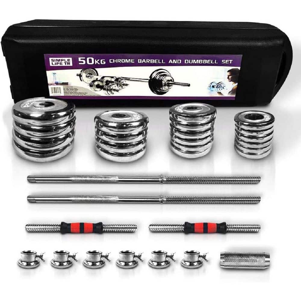 Tidoin 110 lb. Silver Steel Adjustable Weight Dumbbell Set Dumbbell-YD ...