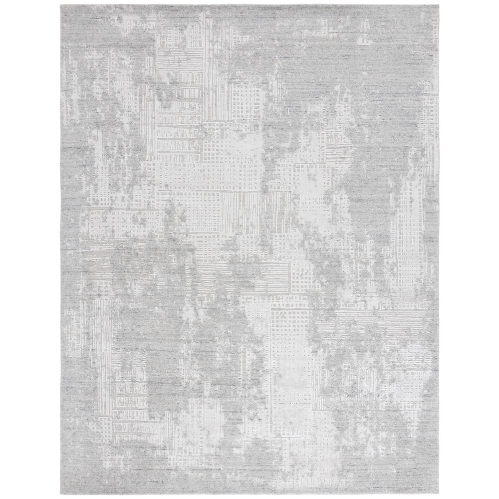 SAFAVIEH Mirage 9 ft. x 12 ft. Silver/Gray Distressed Abstract Area Rug ...