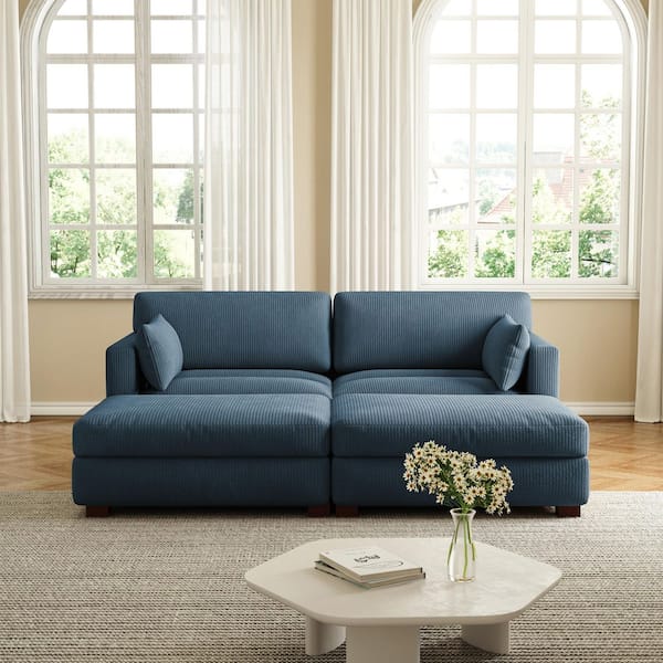Uixe 88 in. Modern Square Arm Corduroy Fabric Upholstered Sectional ...