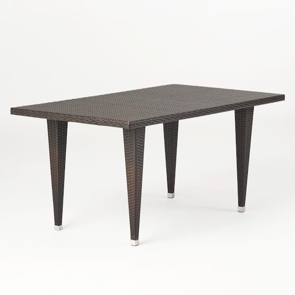 Benjara Miny Brown Rectangle Wicker Outdoor Dining Table BM321591 - The ...