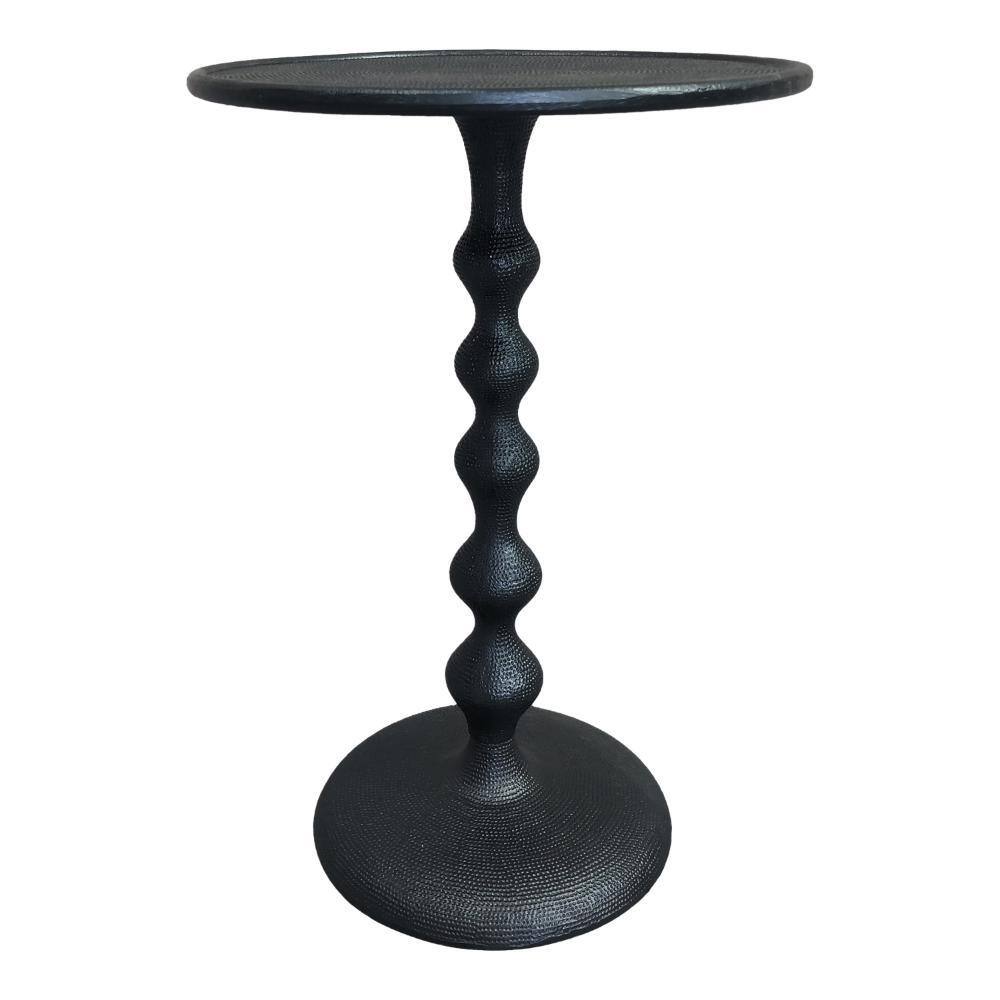 THE URBAN PORT Shae 15 in. Matte Black Round Metal Side End Table with ...