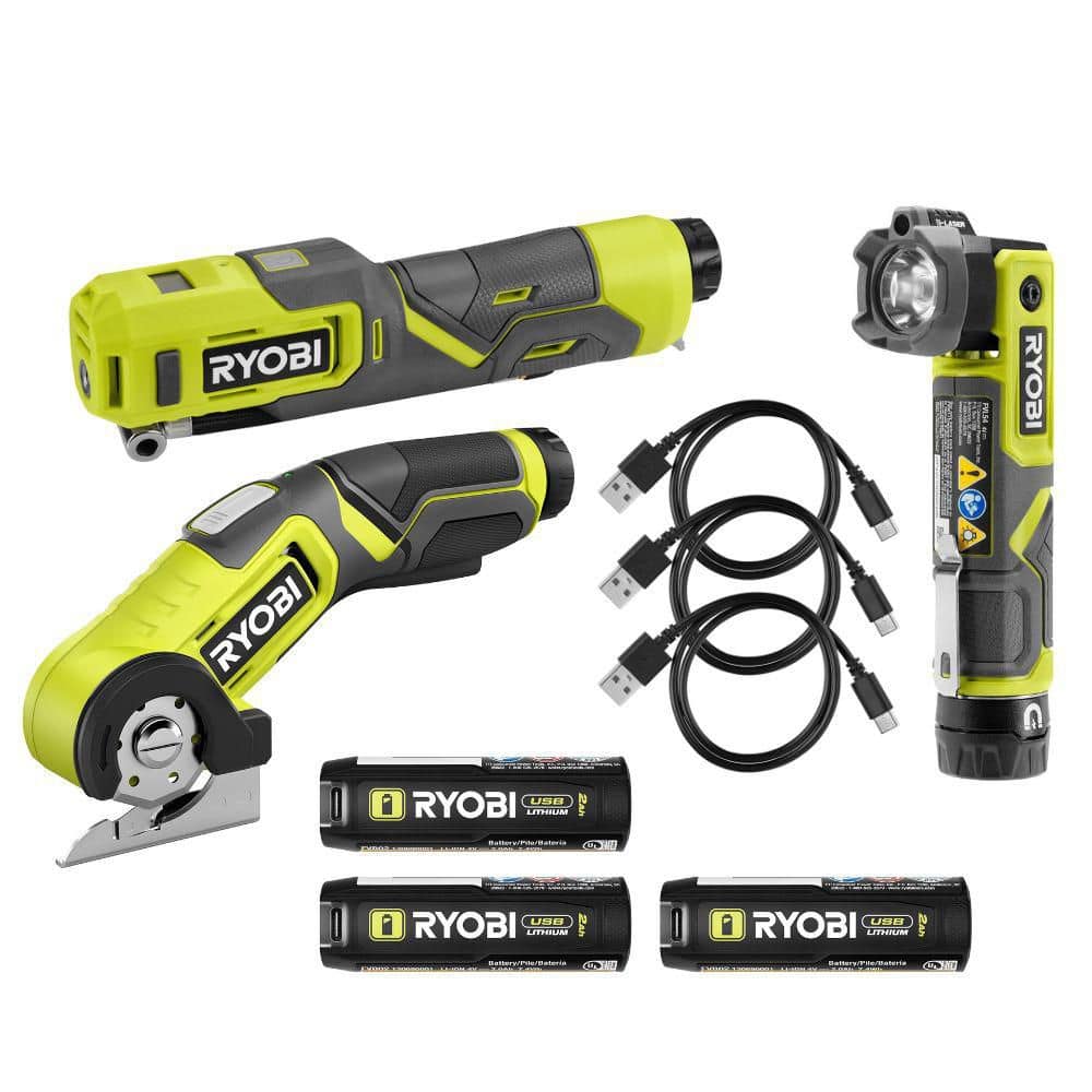 RYOBI USB Lithium 3-Tool Combo Kit w/ Power Cutter, Flashlight ...