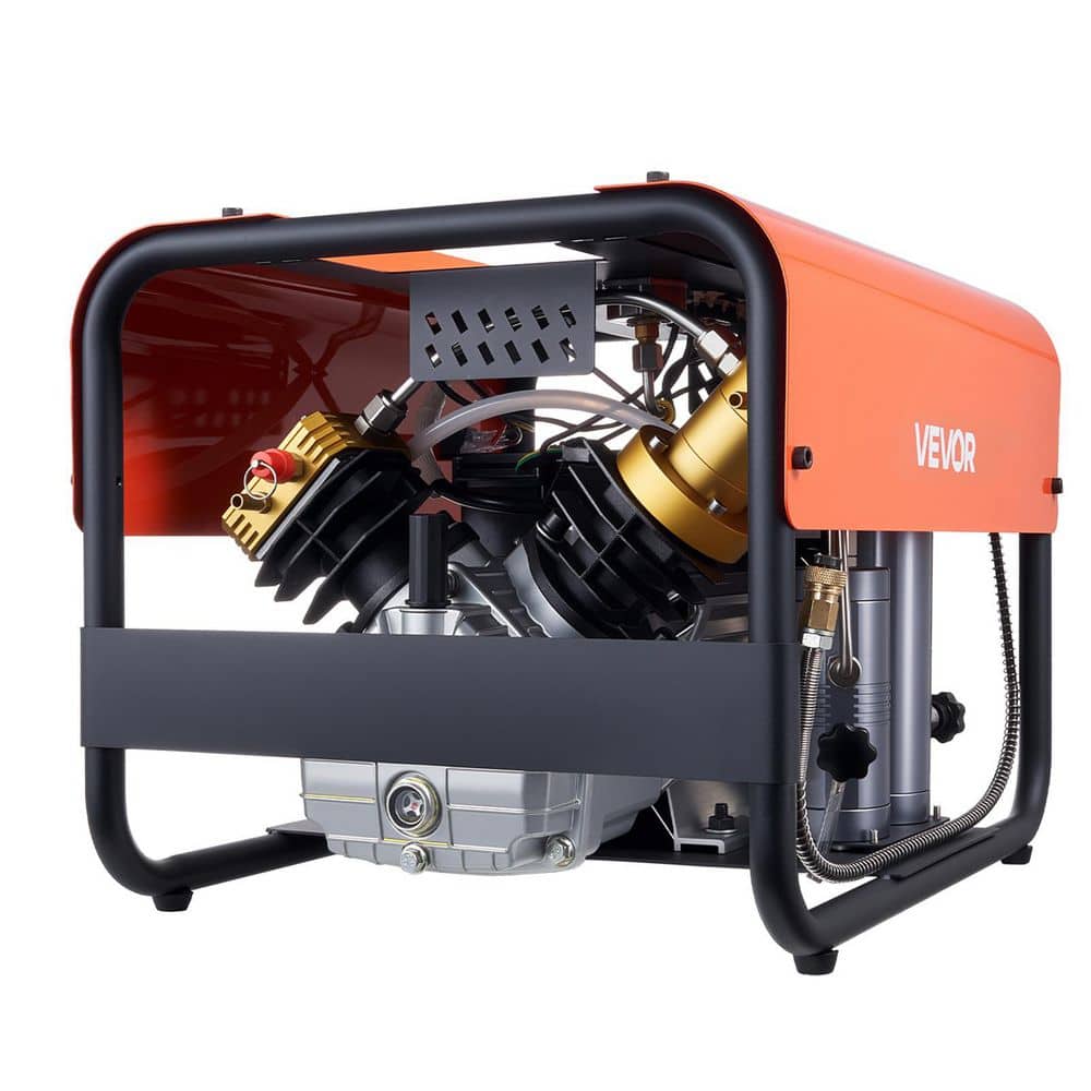 VEVOR PCP Air Compressor, 4,500PSI/30Mpa Diving Scuba Tank, Double-Cylinder Auto Stop, External ...
