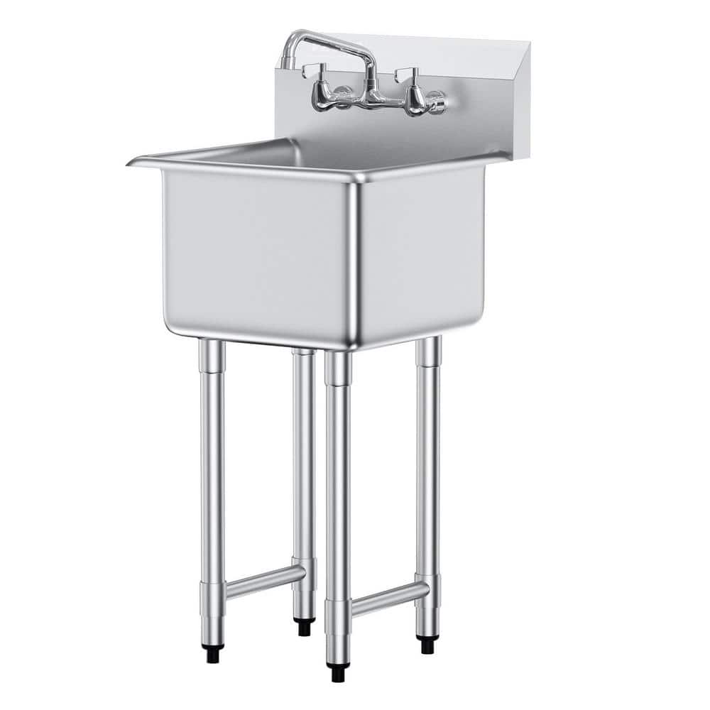 SKYSHALO Stainless Steel Prep and Utility Sink, 1 Compartment Free ...