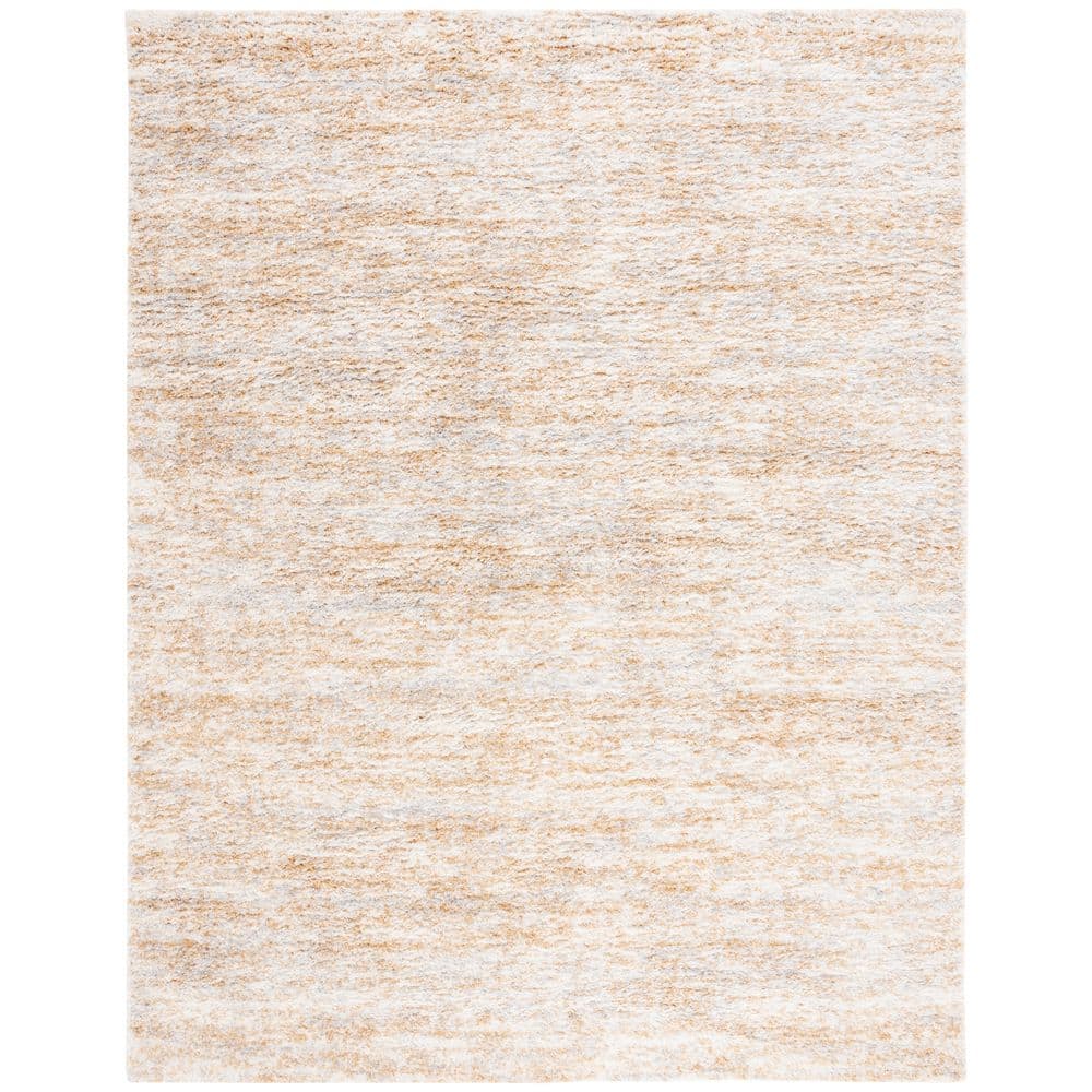 SAFAVIEH Berber Shag 10 ft. x 14 ft. Ivory/Light Gold 2-Toned Solid ...